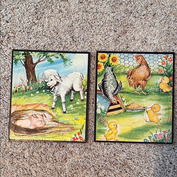 Whitman | Toys | Vintage Farm Animal Puzzle Set For Kids | Poshmark